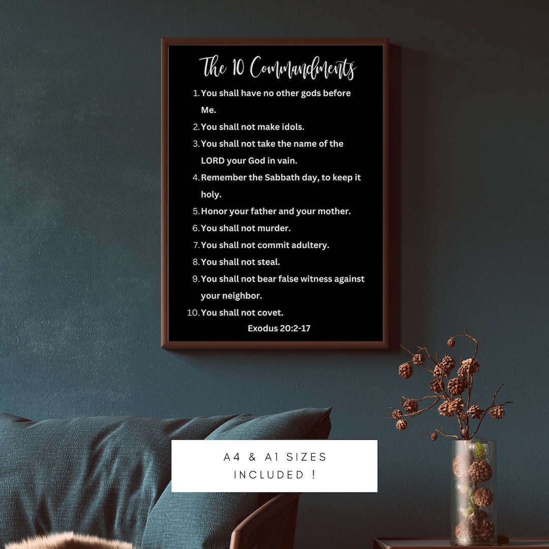 The 10 Commandments - Exodus 20:2-17 Bible Verse Wall Art, Poster ...
