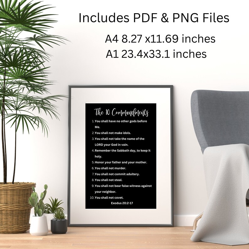 The 10 Commandments - Exodus 20:2-17 Bible Verse Wall Art, Poster ...