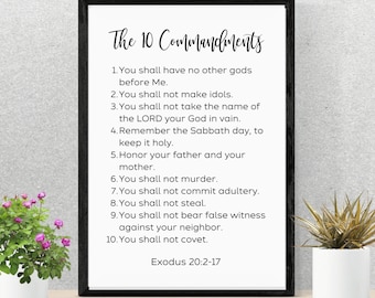 The 10 Commandments - Exodus 20:2-17 Bible Verse Wall Art, Poster ...