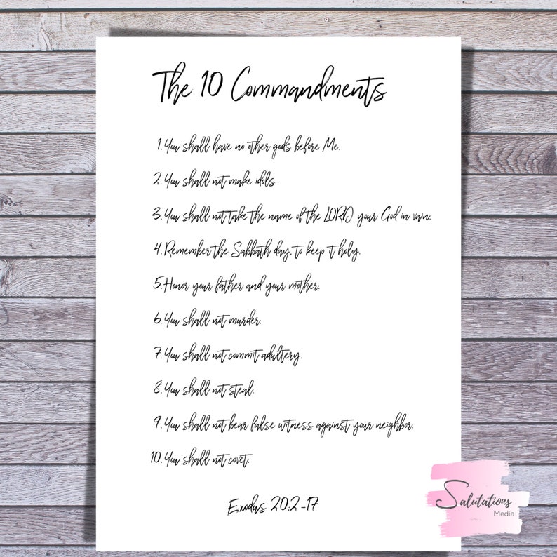 The Ten Commandments Wall Art, Commandment Printable, 10 Commandment ...