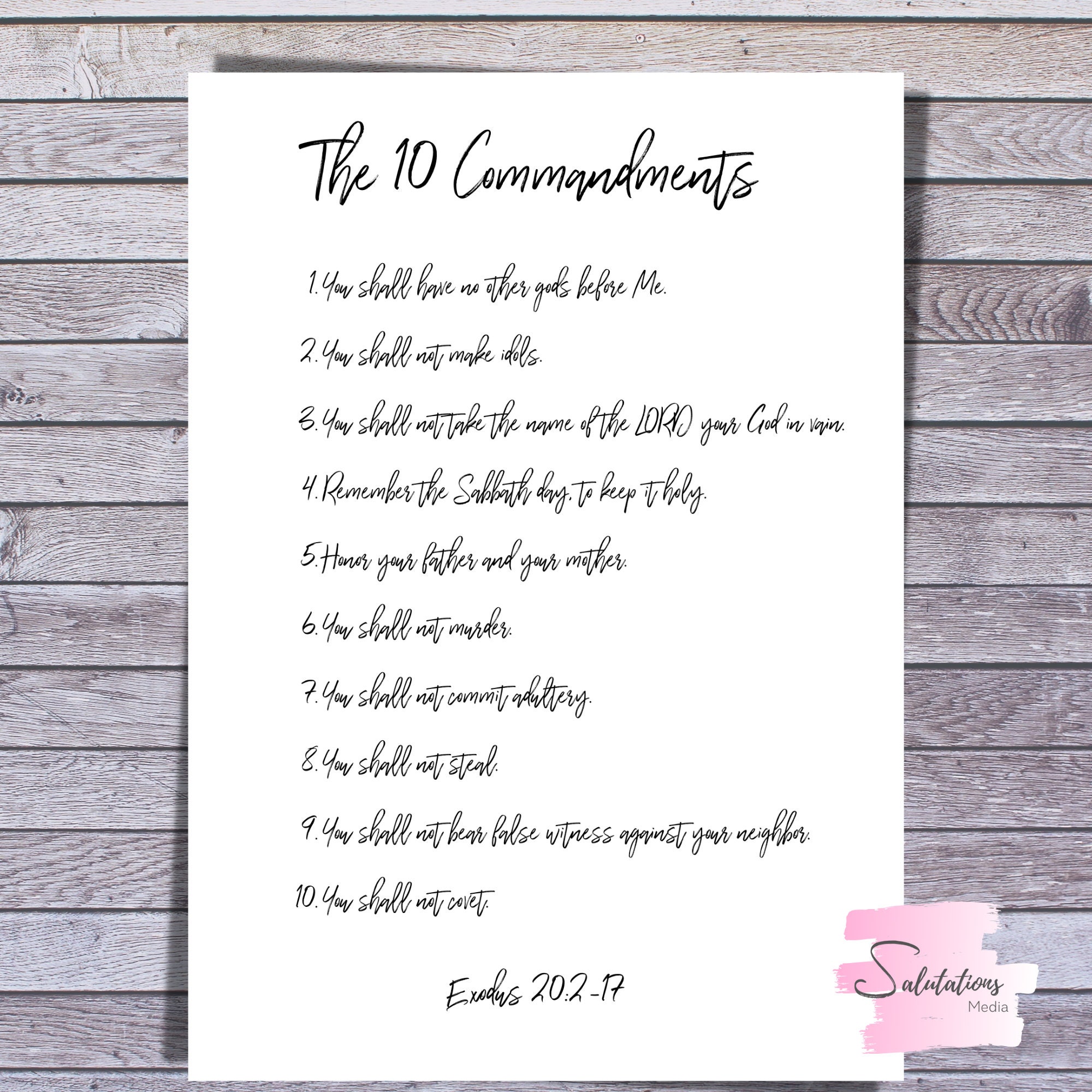 The Ten Commandments Wall Art, Commandment Printable, 10 Commandment ...