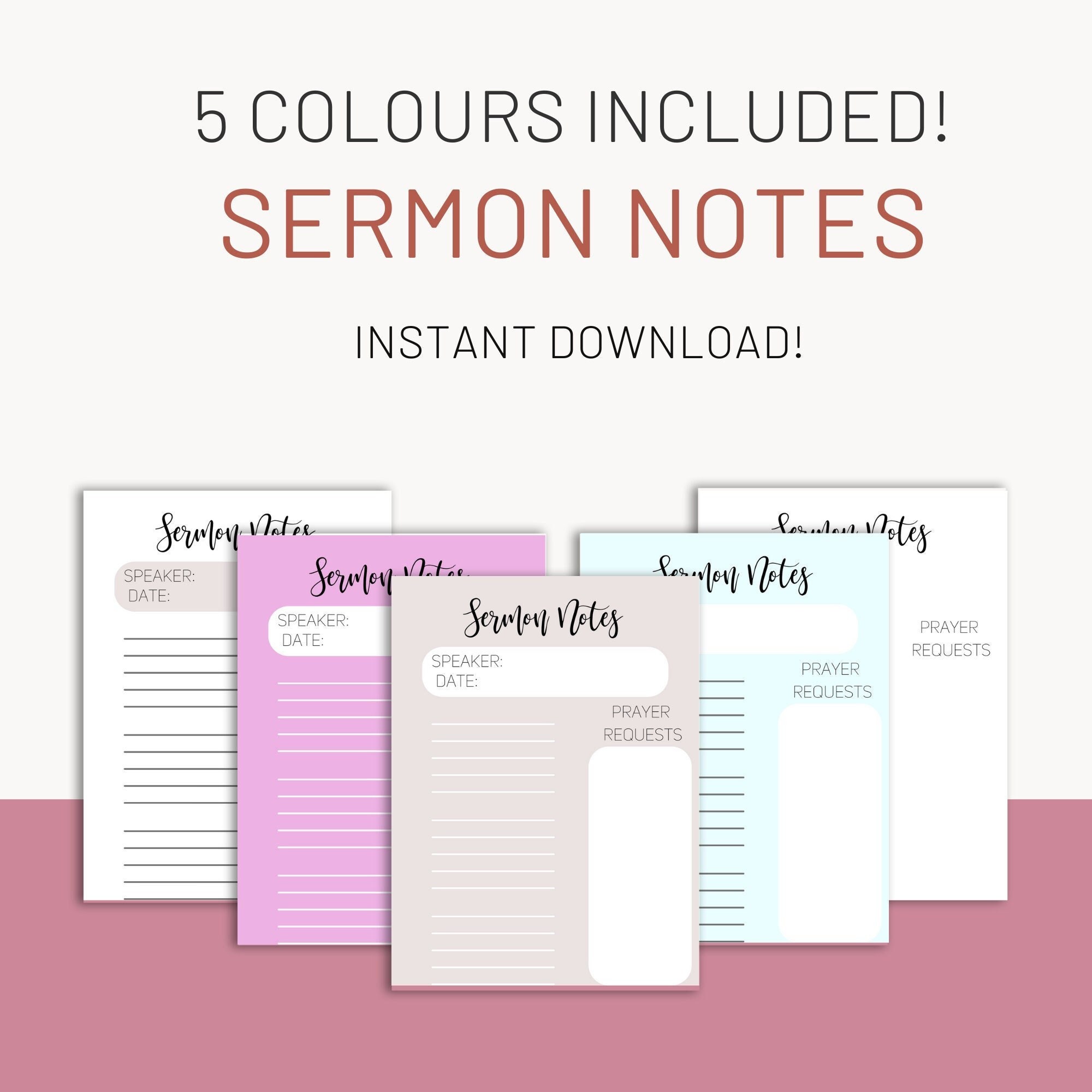 Sermon Notes Printable, Prayer Requests, Devotional Printable, Digital ...