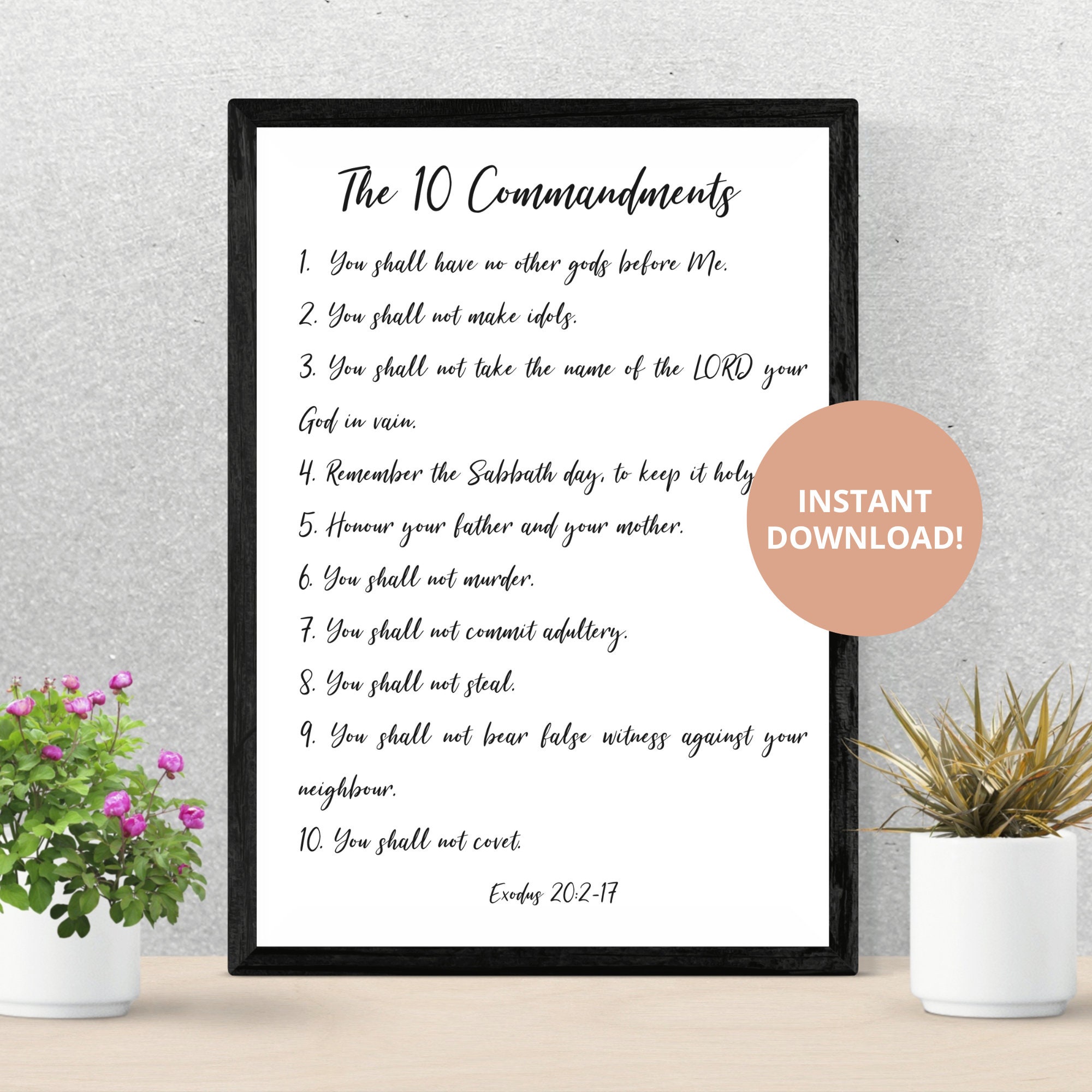 The 10 Commandments - Exodus 20:2-17 Bible Verse Wall Art, Poster ...