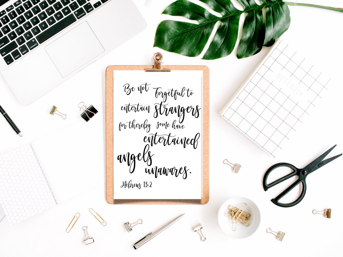 Hebrews 13:2 Verse Poster Artwork, Christian Scripture Wall Art Print ...