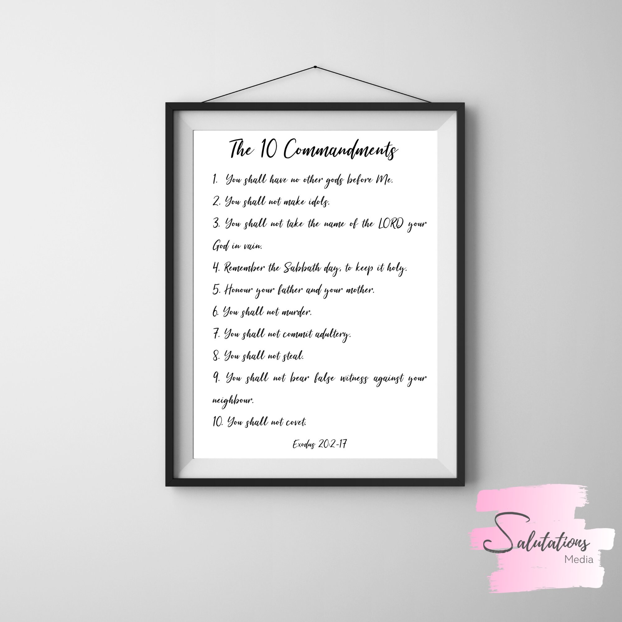 The 10 Commandments - Exodus 20:2-17 Bible Verse Wall Art, Poster ...