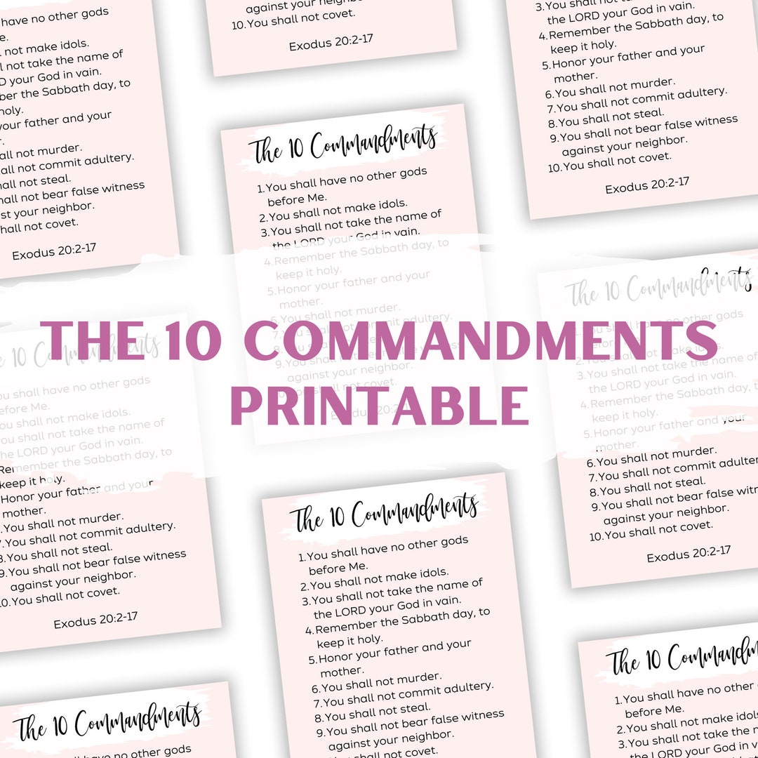 The Ten Commandments, the 10 Commandments Printable,christian Wall Art ...