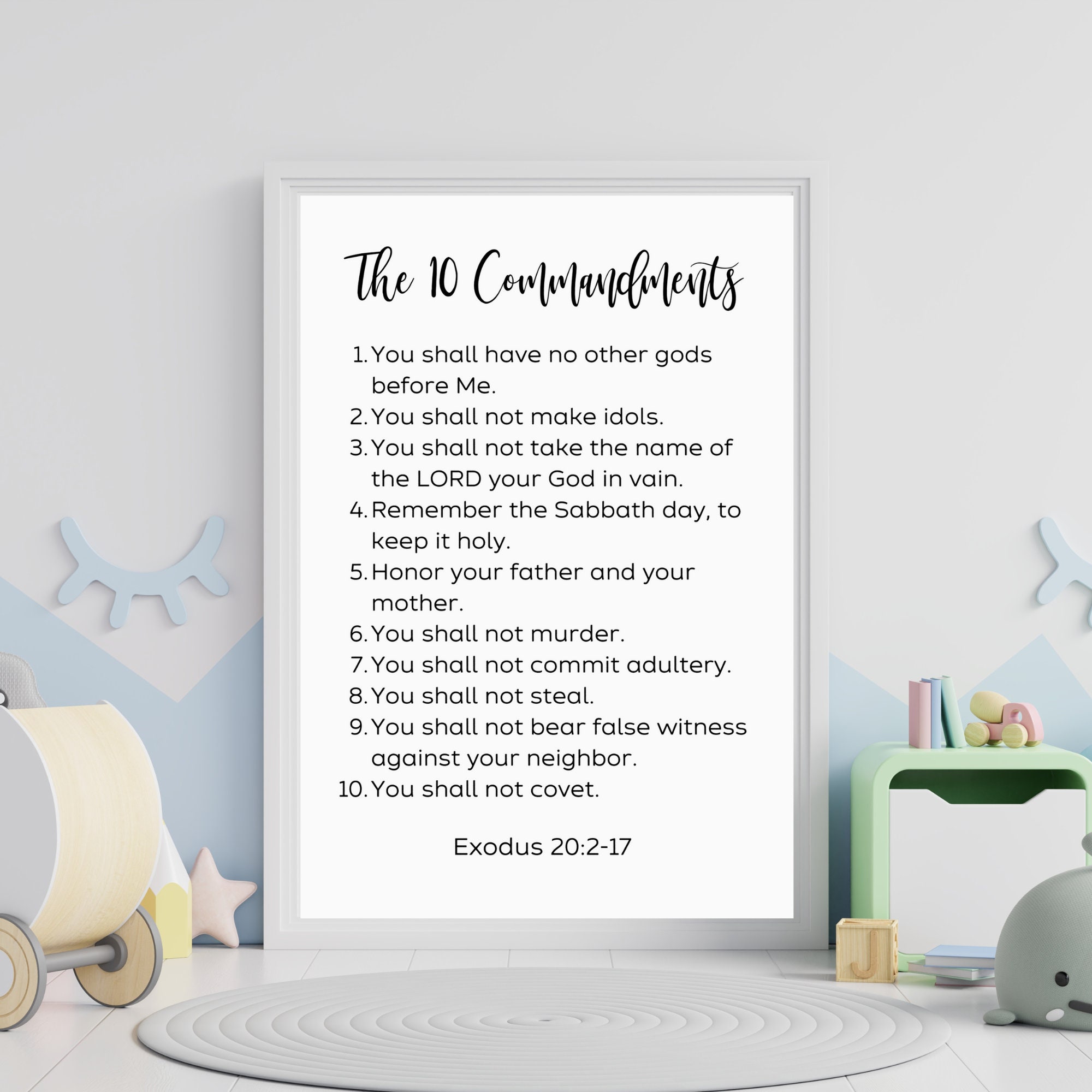 The 10 Commandments - Exodus 20:2-17 Bible Verse Wall Art, Poster ...
