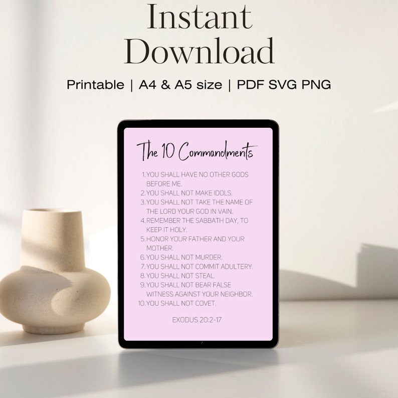 The Ten Commandments, the 10 Commandments Printable,christian Wall Art ...