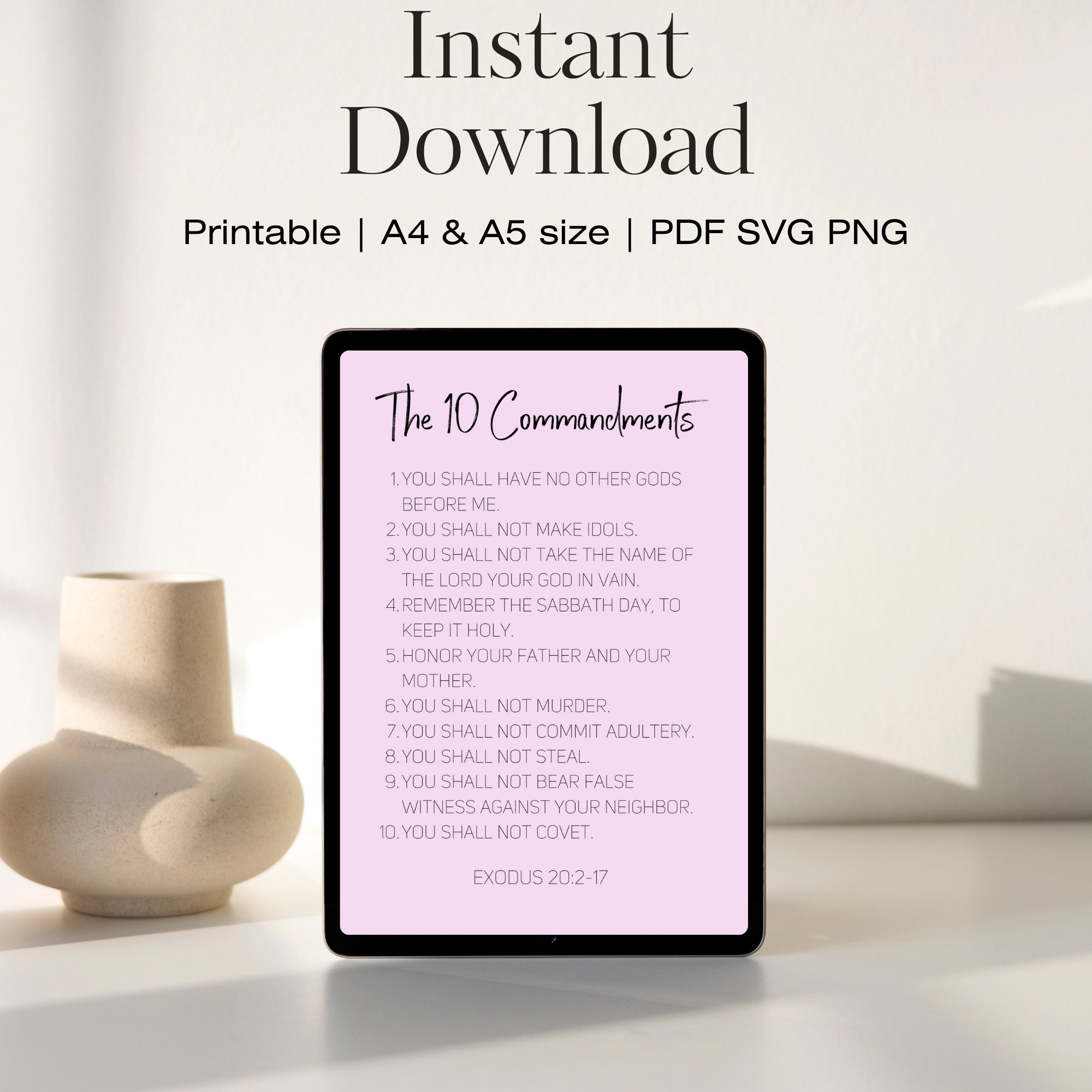 The Ten Commandments, the 10 Commandments Printable,christian Wall Art ...