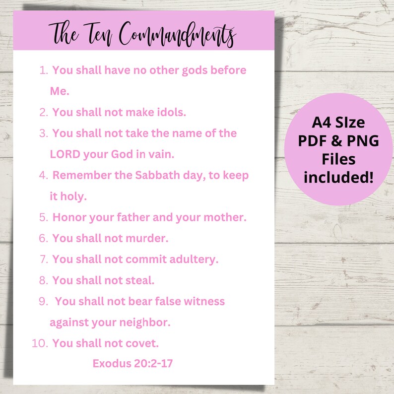 The Ten Commandments Wall Art, Commandment Printable, 10 Commandment ...