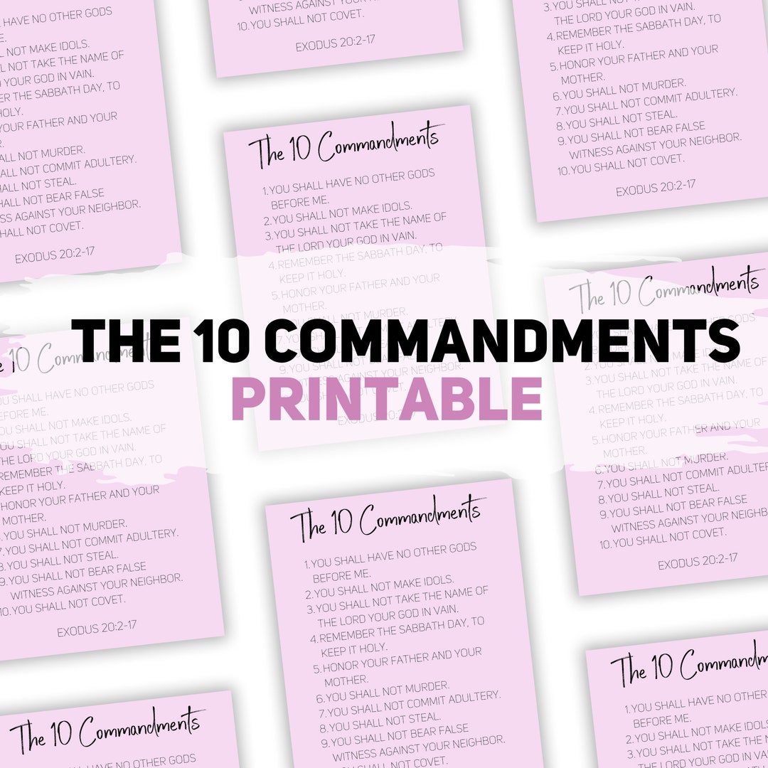 The Ten Commandments, the 10 Commandments Printable,christian Wall Art ...