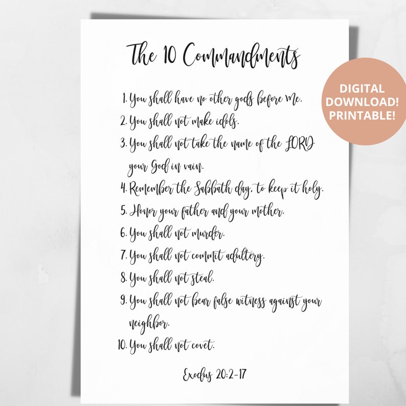 The Ten Commandments Wall Art, Commandment Printable, 10 Commandment ...