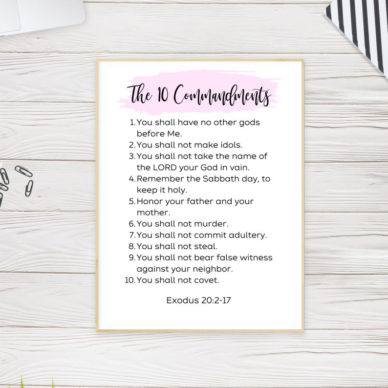 The Ten Commandments, the 10 Commandments Printable,christian Wall Art ...