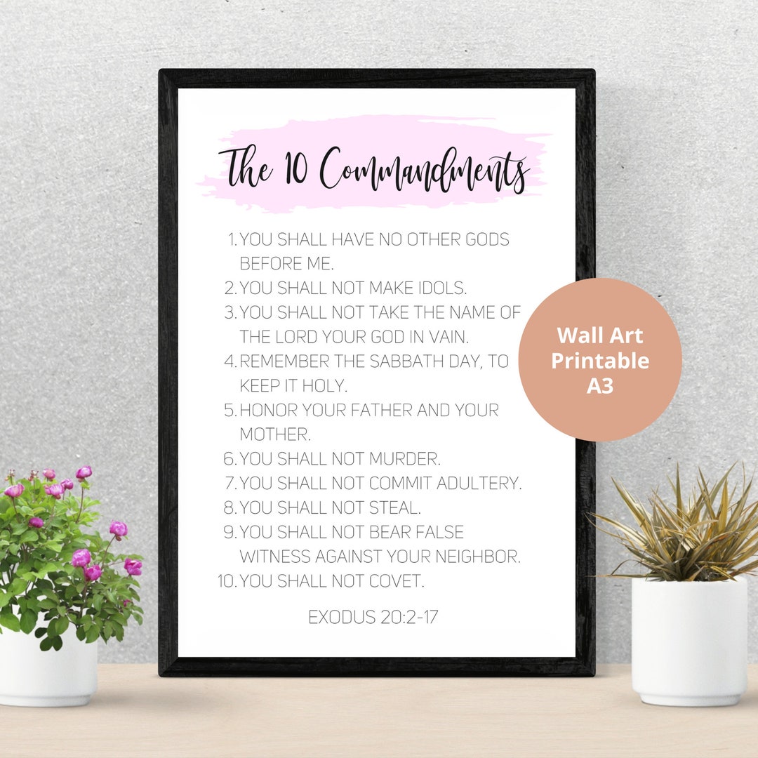 The Ten Commandments, the 10 Commandments Printable,christian Wall Art ...