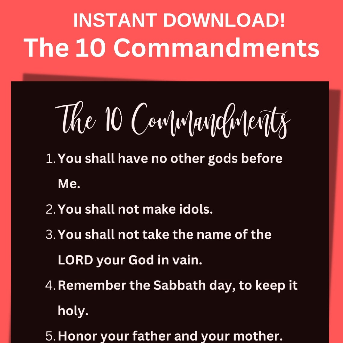 The 10 Commandments - Exodus 20:2-17 Bible Verse Wall Art, Poster ...