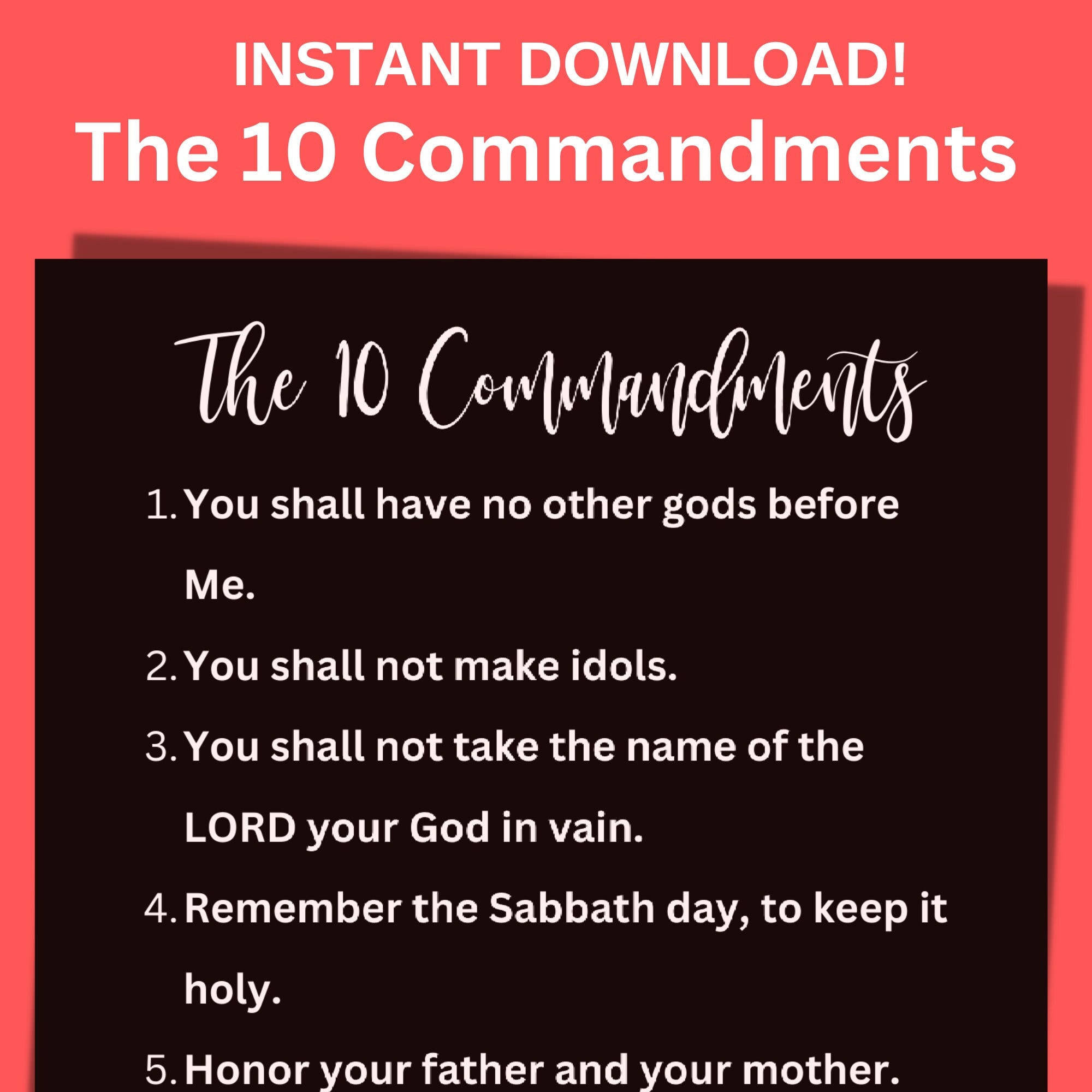 The 10 Commandments - Exodus 20:2-17 Bible Verse Wall Art, Poster ...
