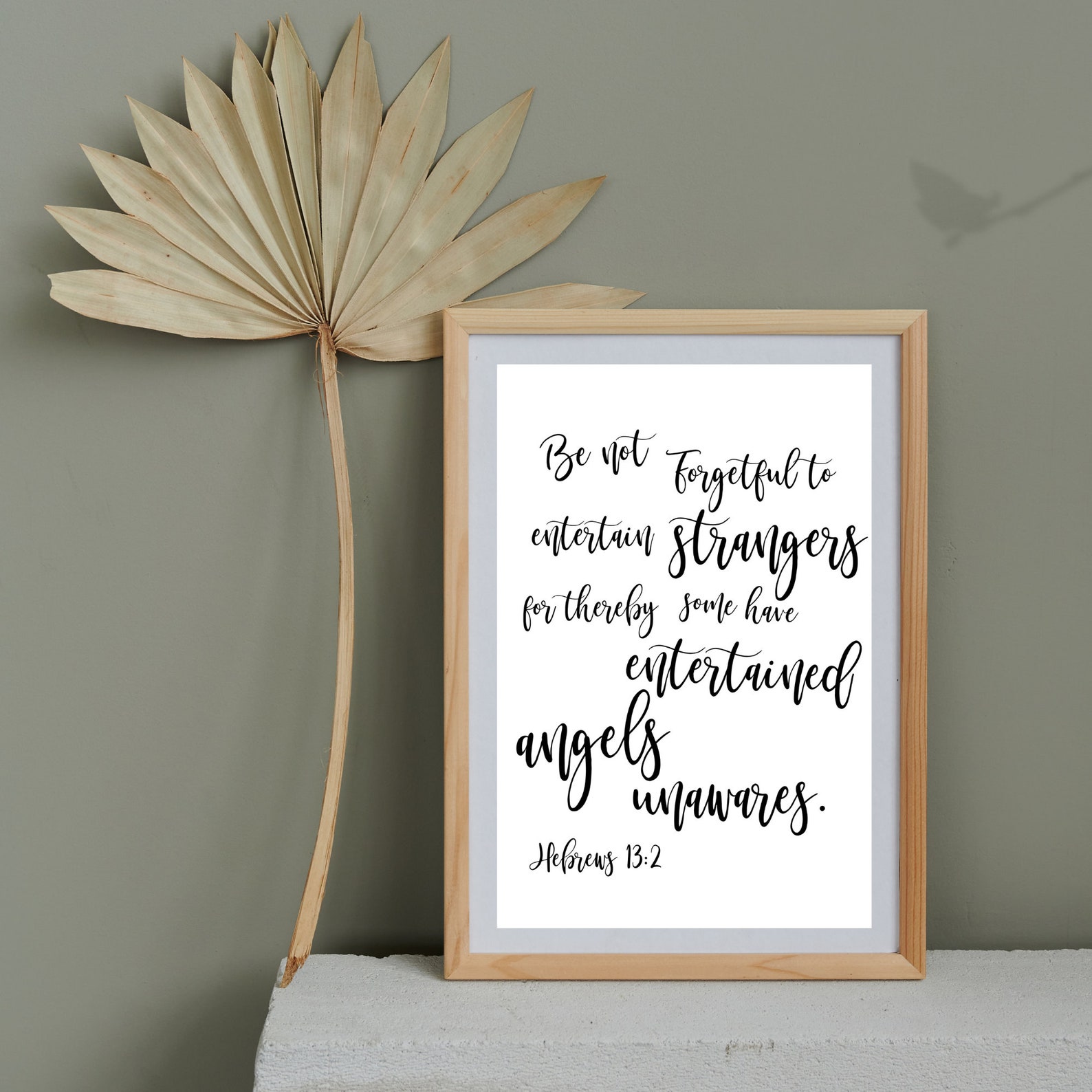 Hebrews 13:2 Verse Poster Artwork,scripture Wall Art Print,modern ...