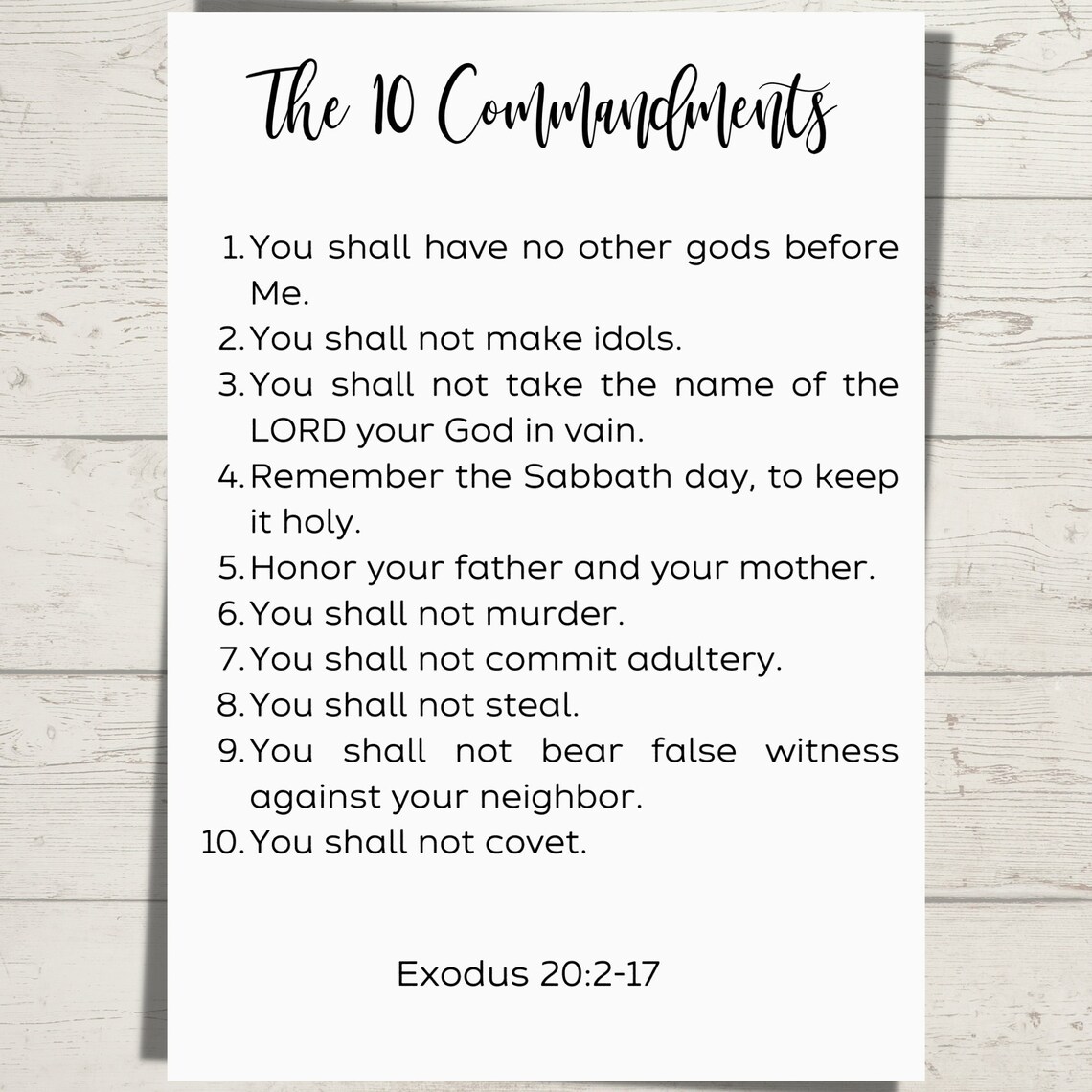 The 10 Commandments - Exodus 20:2-17 Bible Verse Wall Art, Poster ...