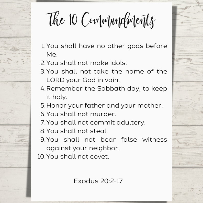 The 10 Commandments - Exodus 20:2-17 Bible Verse Wall Art, Poster ...