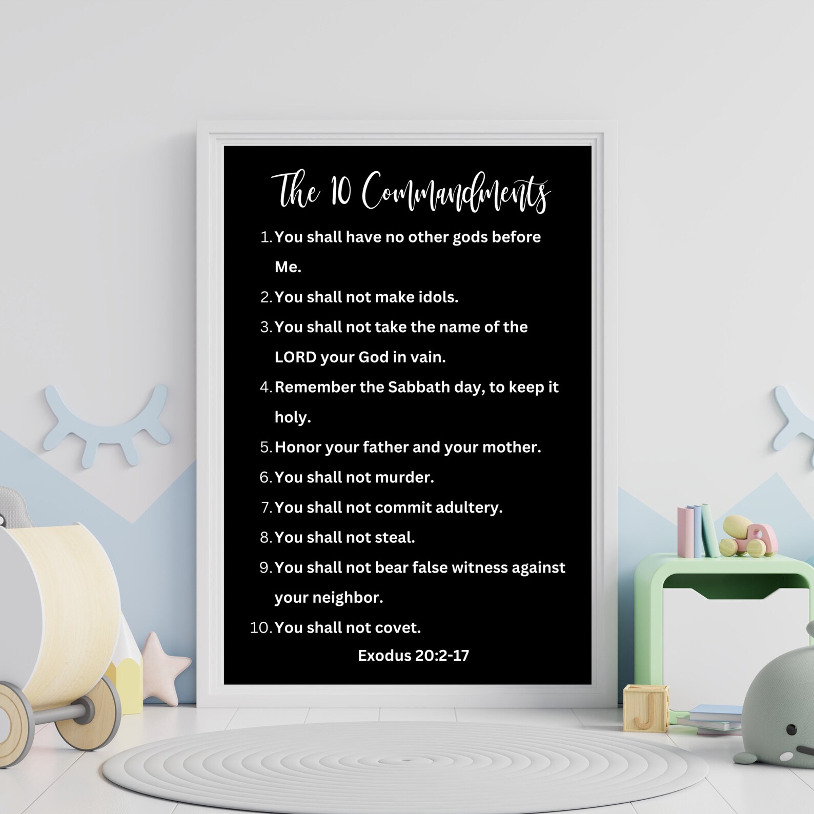 The 10 Commandments - Exodus 20:2-17 Bible Verse Wall Art, Poster ...