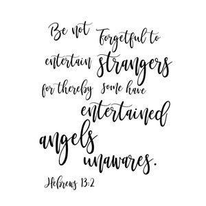 Hebrews 13:2 Verse Poster Artwork, Christian Scripture Wall Art Print ...
