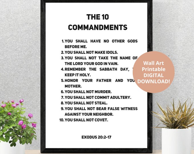 The 10 Commandments , the Ten Commandments Printbale, Verse Wall Art ...