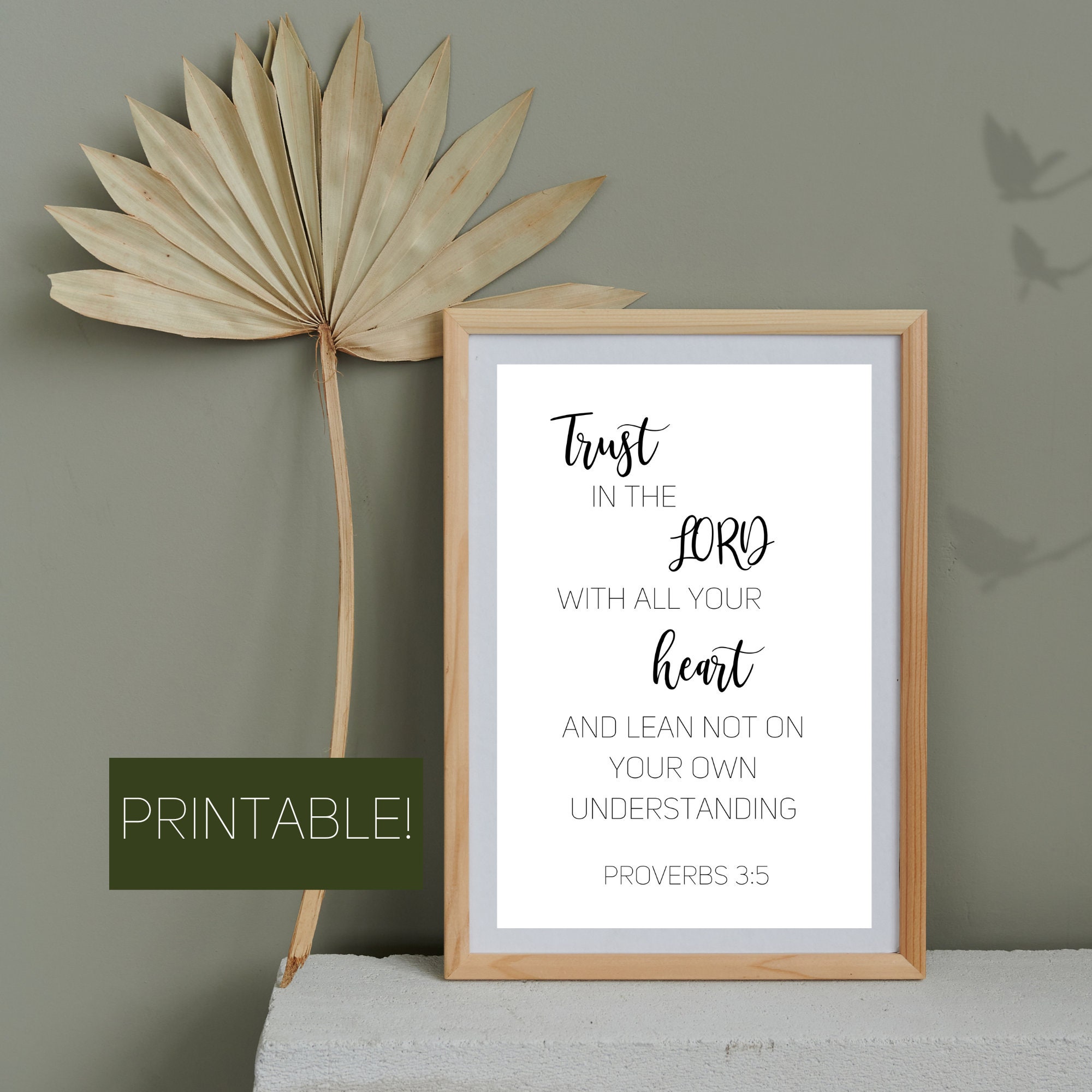 Proverbs 3:5 Trust in the Lord, Scripture Printables, Chrisitan Wall ...