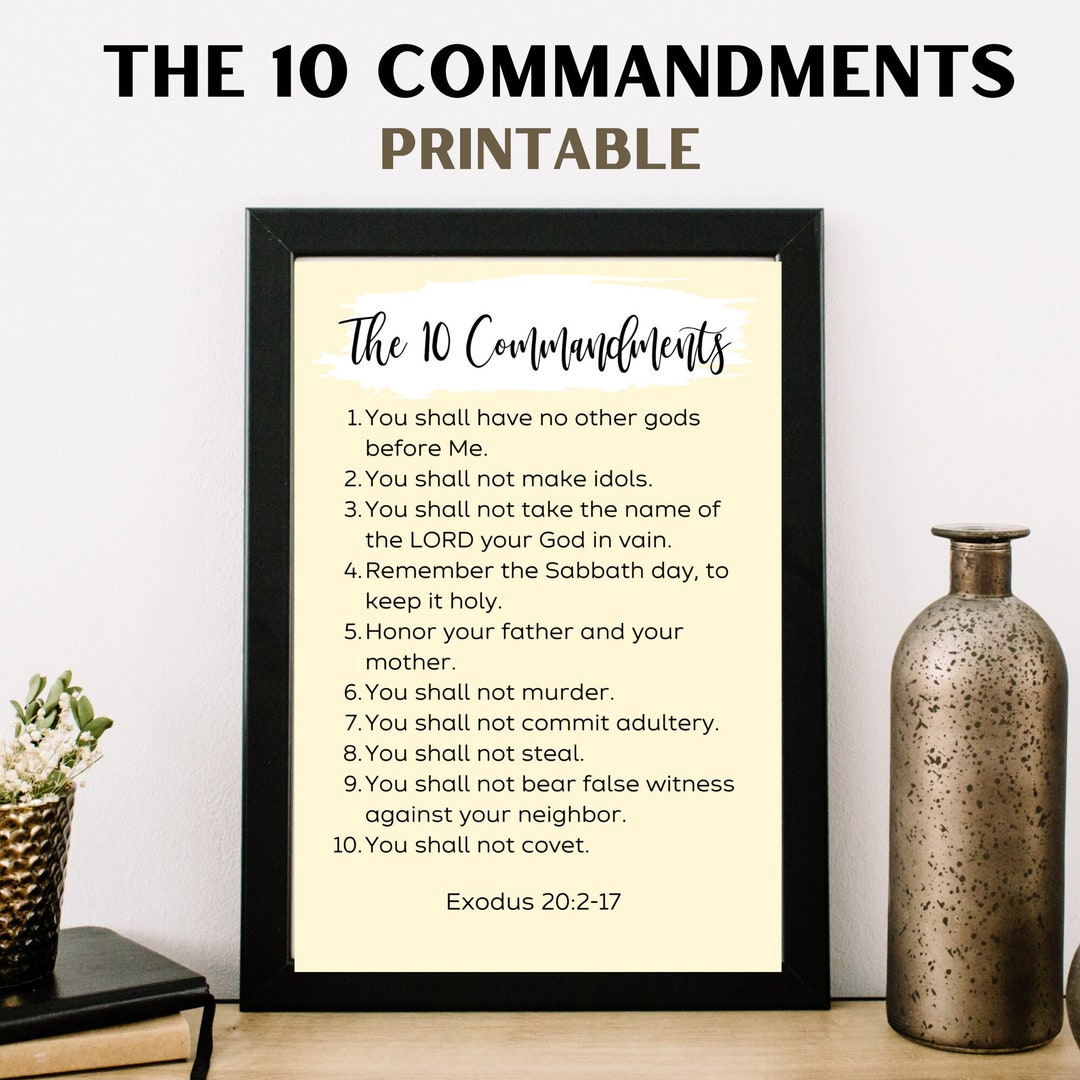 The Ten Commandments, the 10 Commandments Printable,christian Wall Art ...