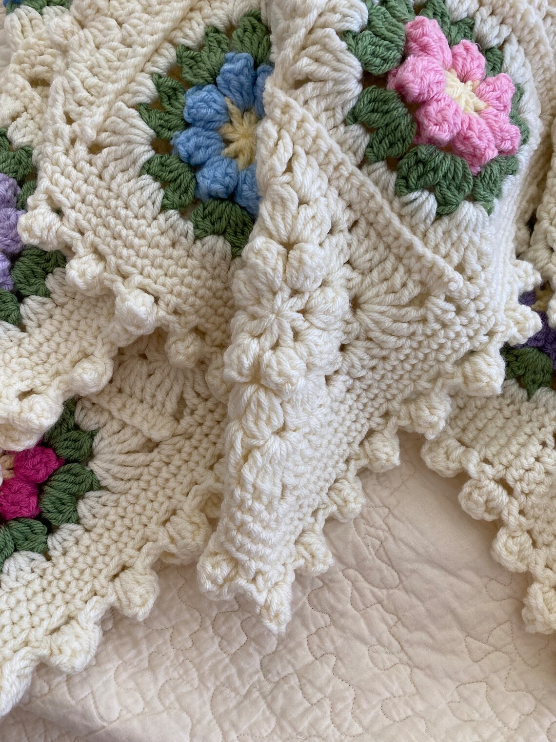 Primavera Flower Crocheted Blanket, Floral Blanket, Colorful Flower ...