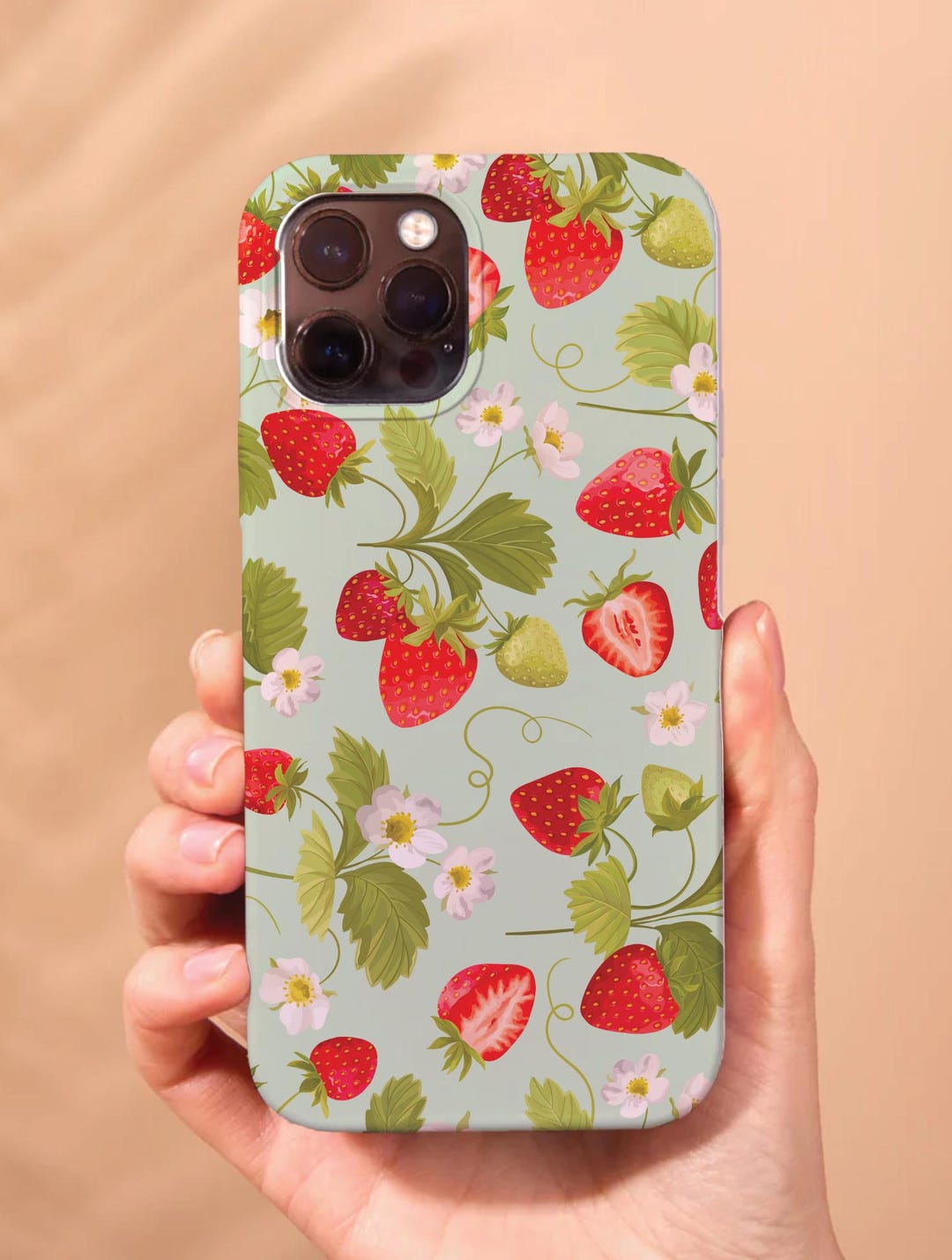 Cute Vibrant Strawberry With Floral Design Tough Phone Case Durable ...
