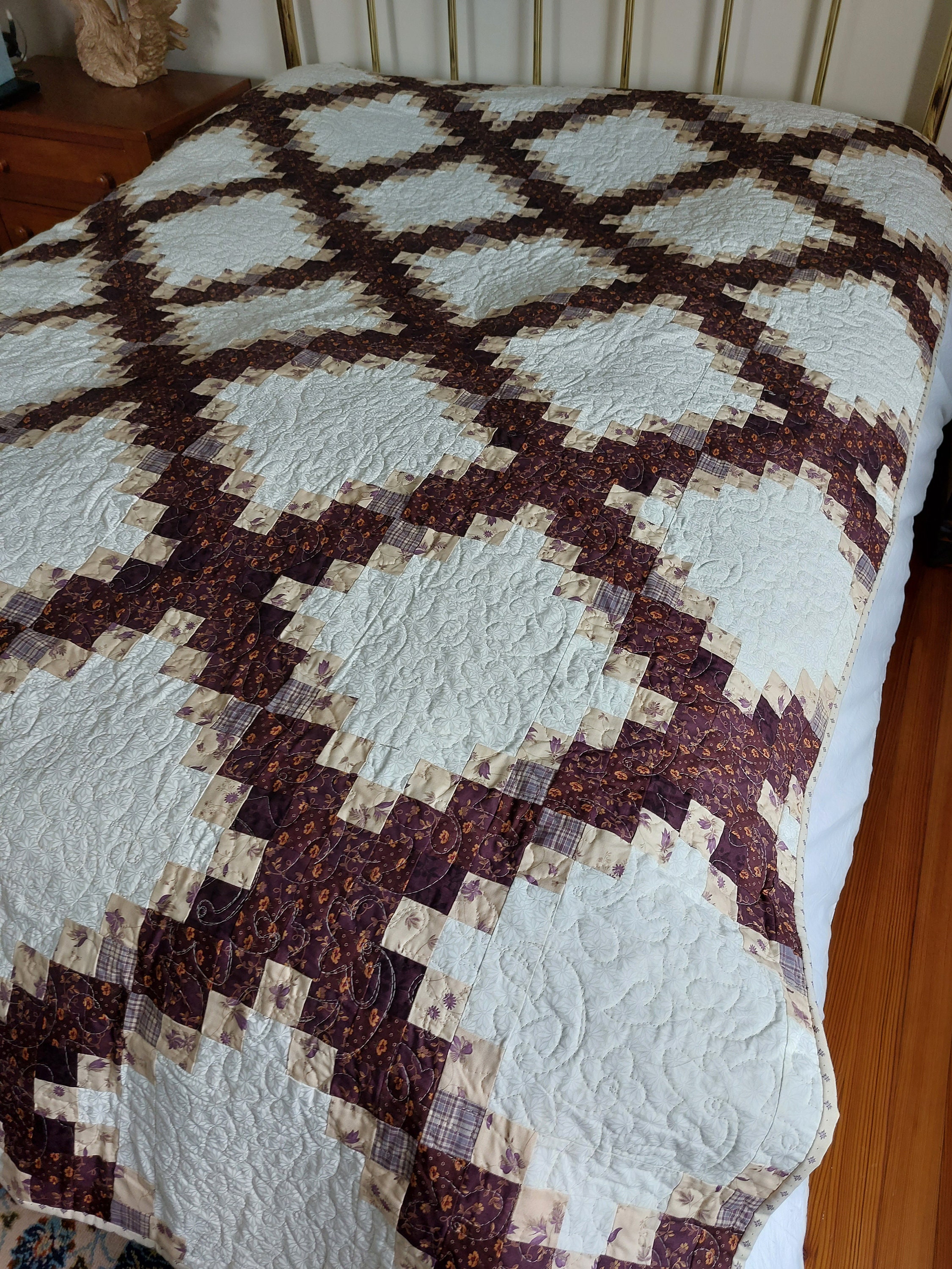 Purple and Cream Triple Irish Chain Full or Lap Quilt, 71 by 90 - Etsy