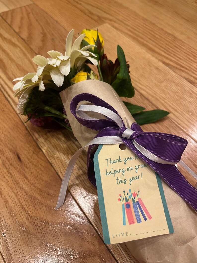 Teacher Appreciation Gift - Custom Bouquet Tags - Thanks for Helping Me ...