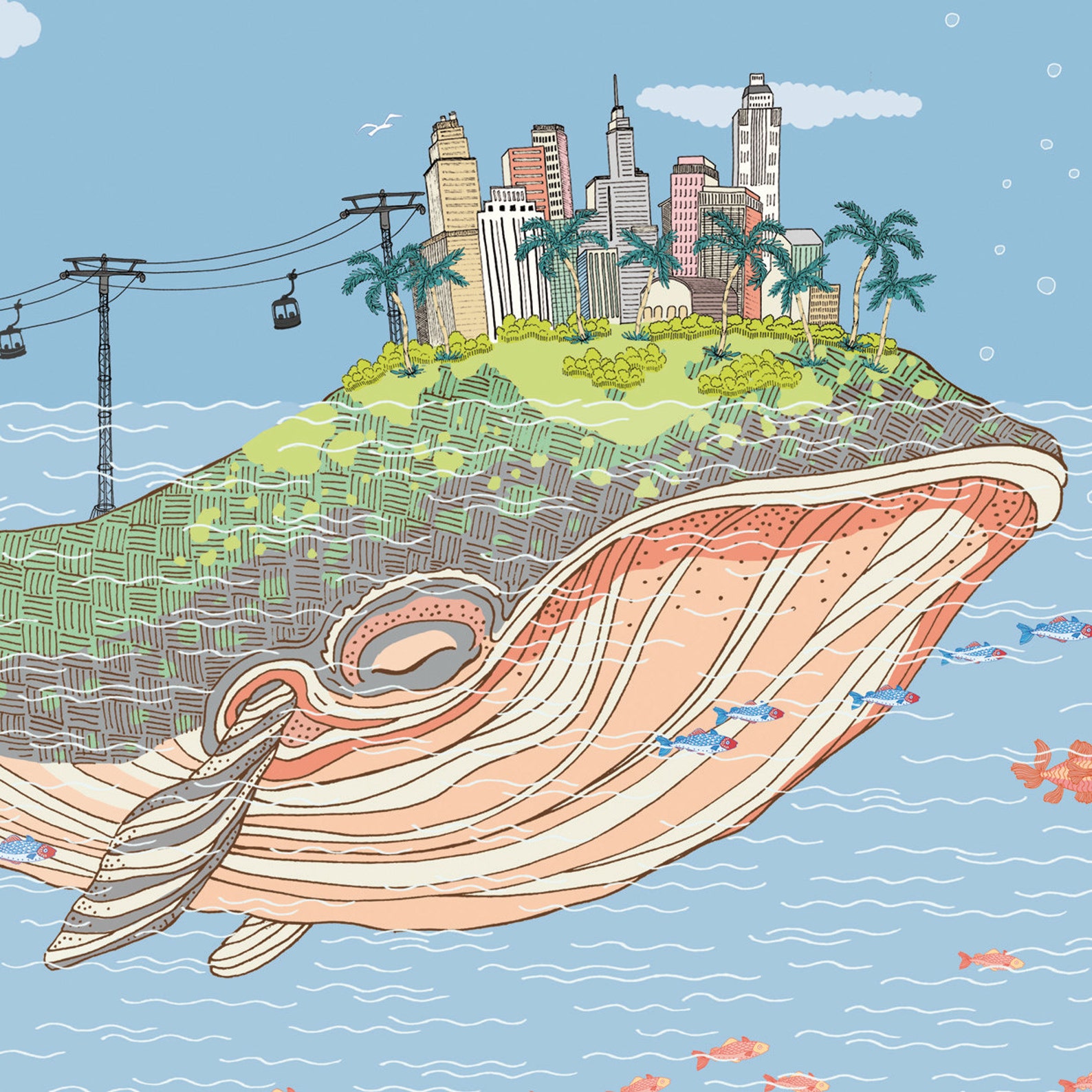 Sleepy Whale, Children Illustration, Decoration, Whales, Whale Poster ...