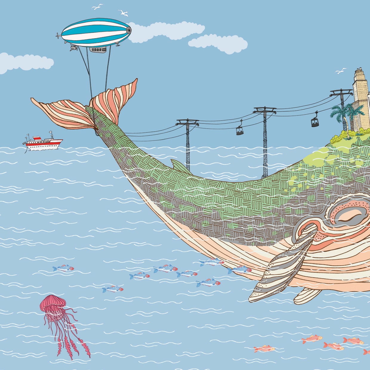 Sleepy Whale, Children Illustration, Decoration, Whales, Whale Poster ...