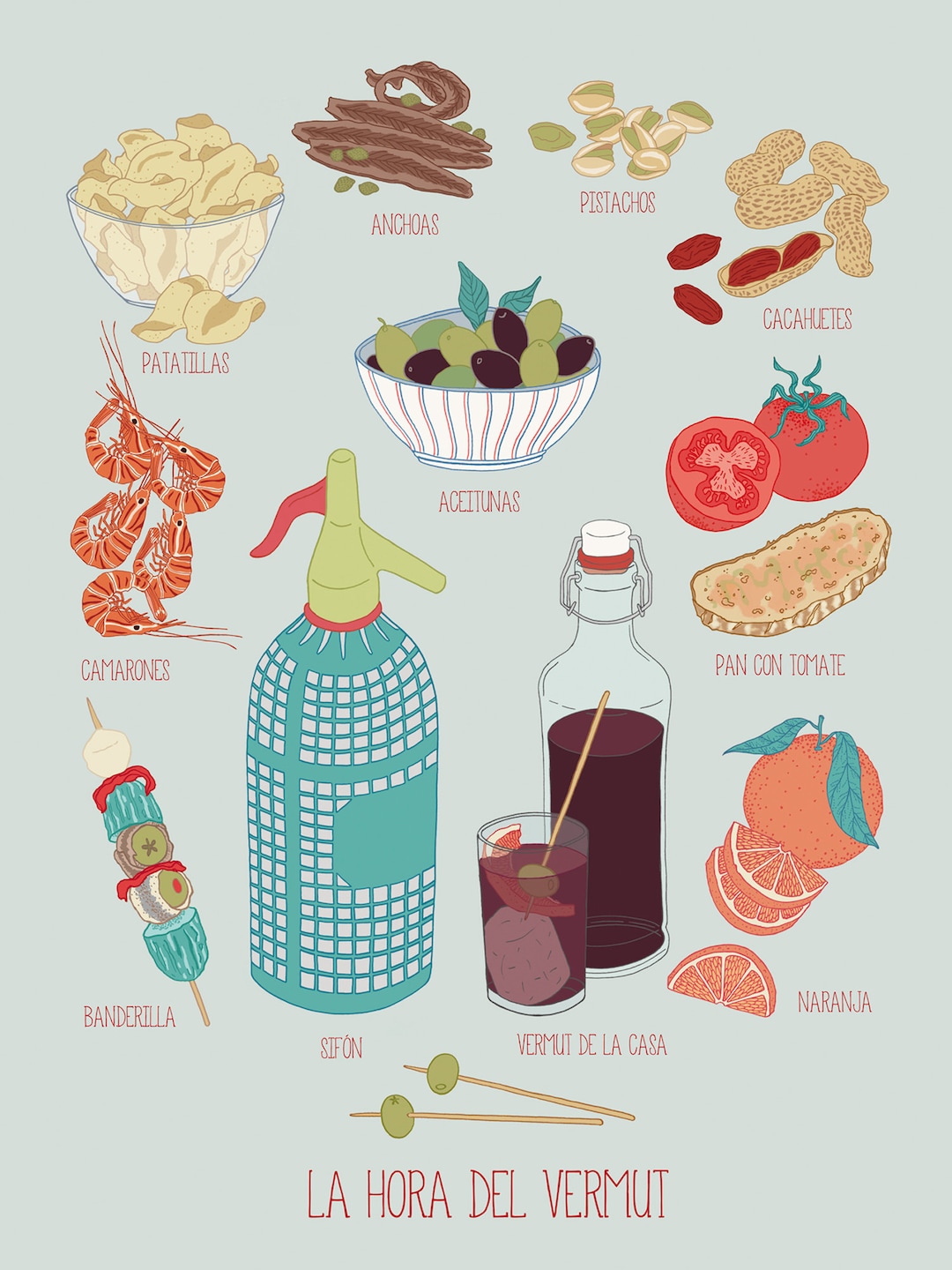 Illustration, Limited Edition Print (vermut Time) Blue - Etsy