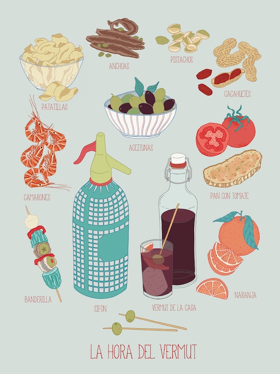 Illustration Limited Edition Print vermut Time Blue | Etsy