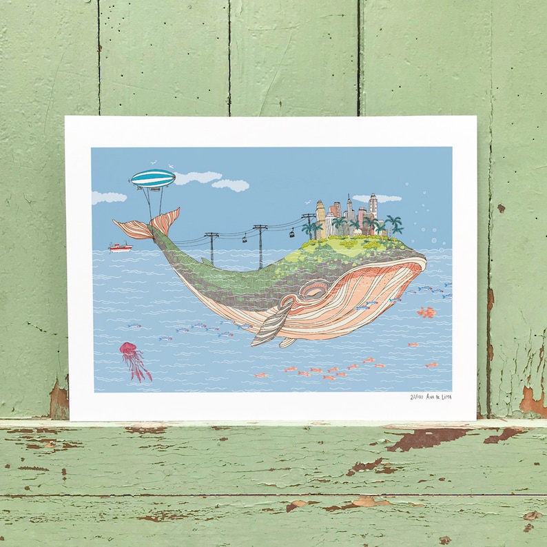 Sleepy Whale, Children Illustration, Decoration, Whales, Whale Poster ...