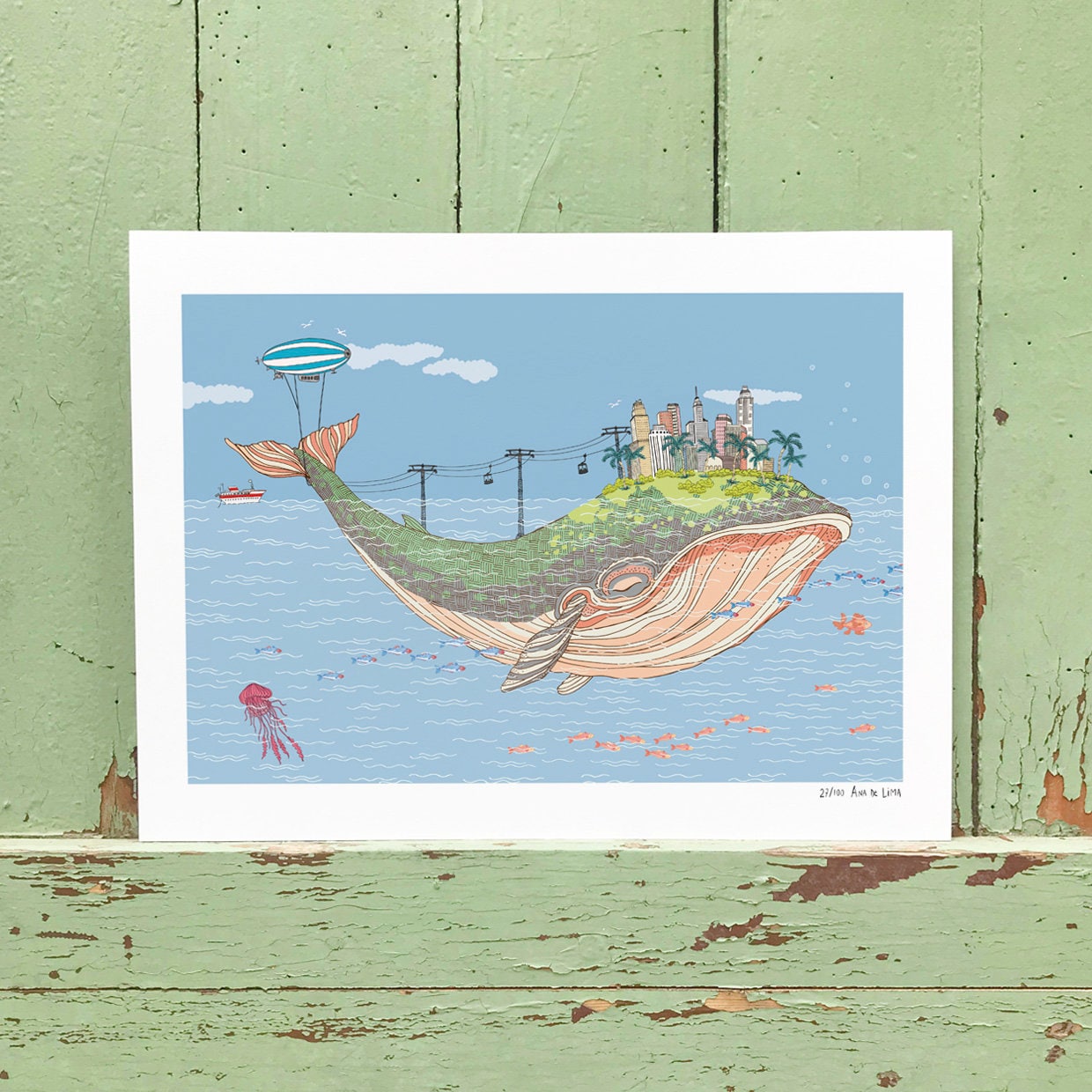 Sleepy Whale, Children Illustration, Decoration, Whales, Whale Poster ...