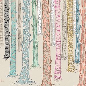 Illustration Forest A4,nature Art, Home Decor, Illustration Print ...
