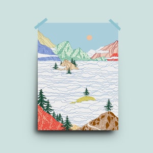 Limited Edition Print Illustration Drawing "foggy Day", Nature Print ...