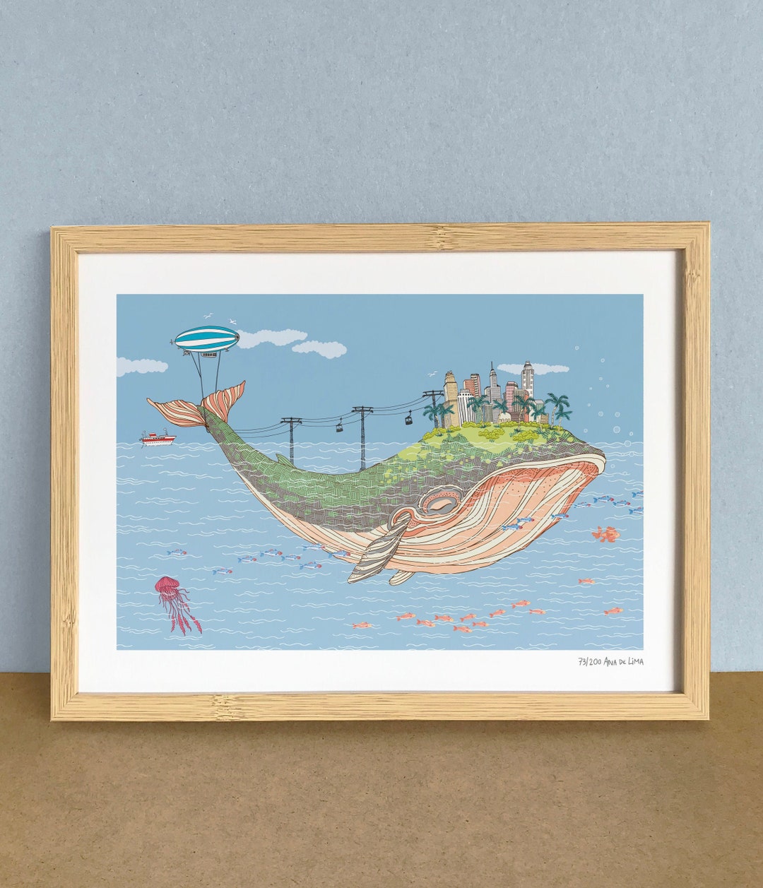 Sleepy Whale-size A4 - Etsy