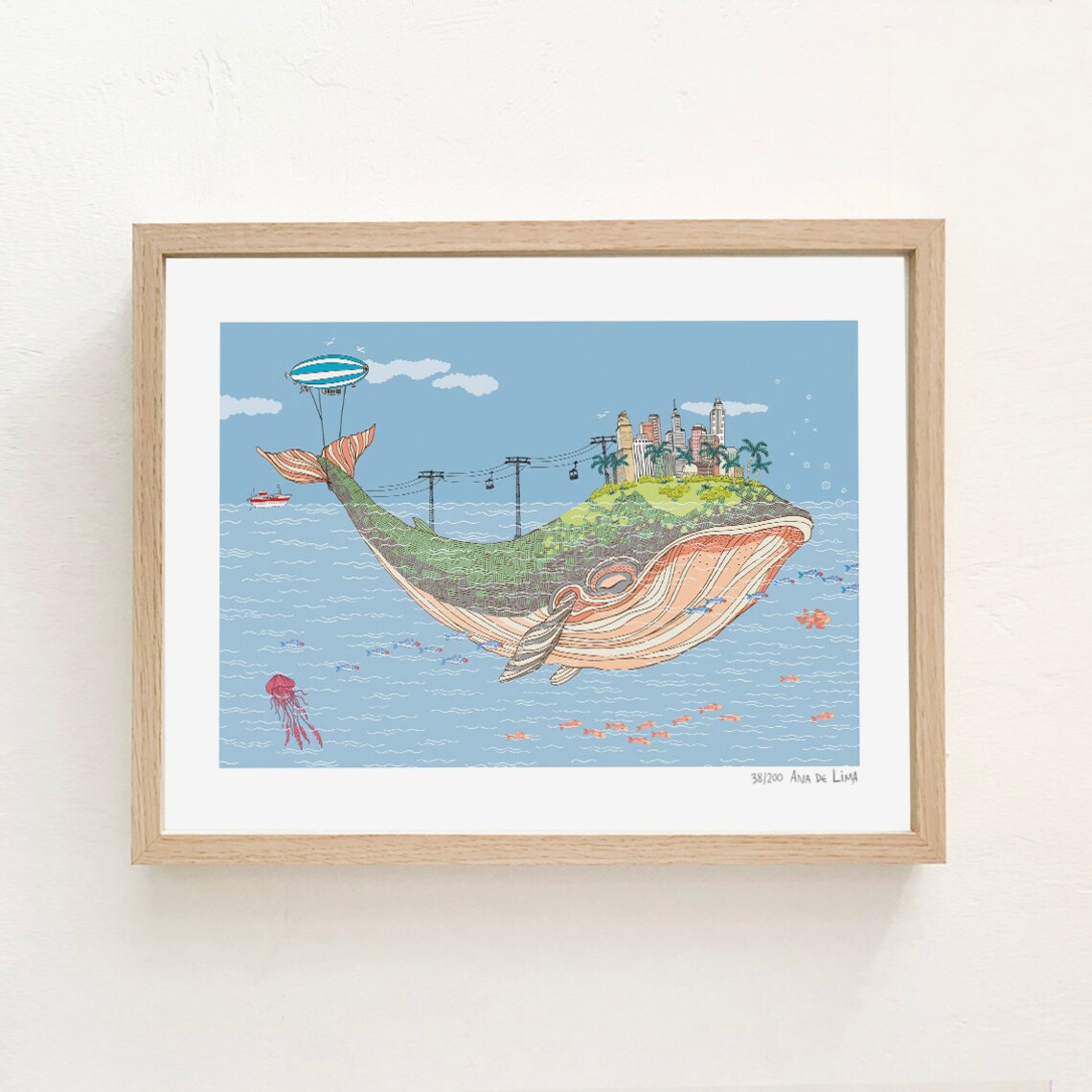 Sleepy Whale, Children Illustration, Decoration, Whales, Whale Poster ...