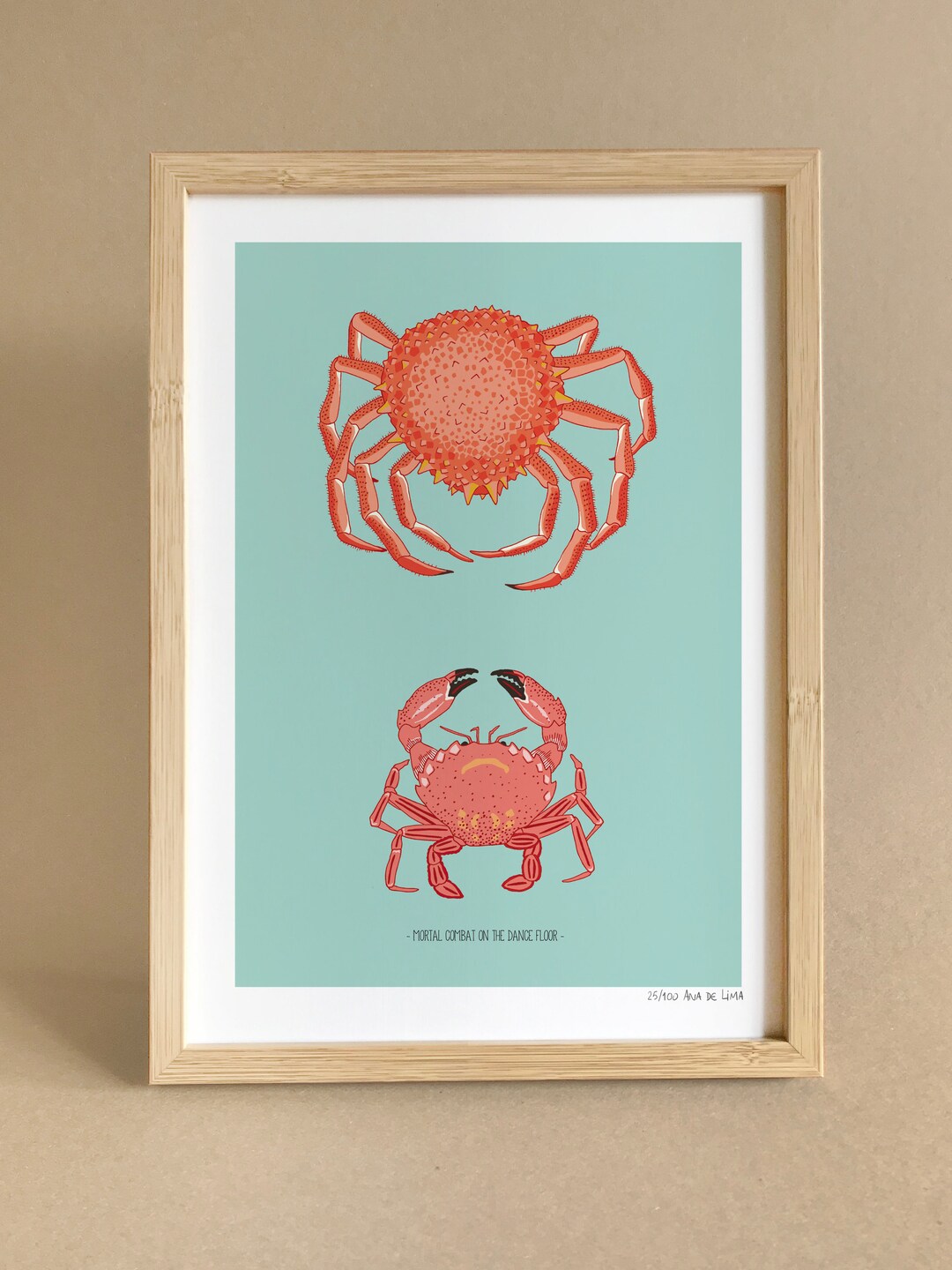 Limited Edition Print Illustration Drawing A4, Crab Art Print, Crab ...