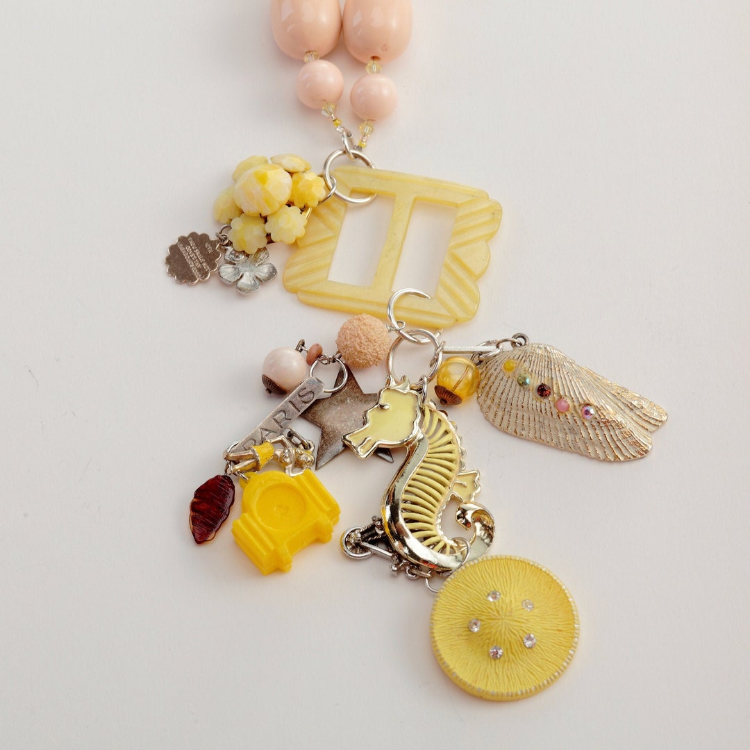 POSEIDON'S CHARIOT Buckle Charm Necklace With 1920s Buckle and Vintage ...