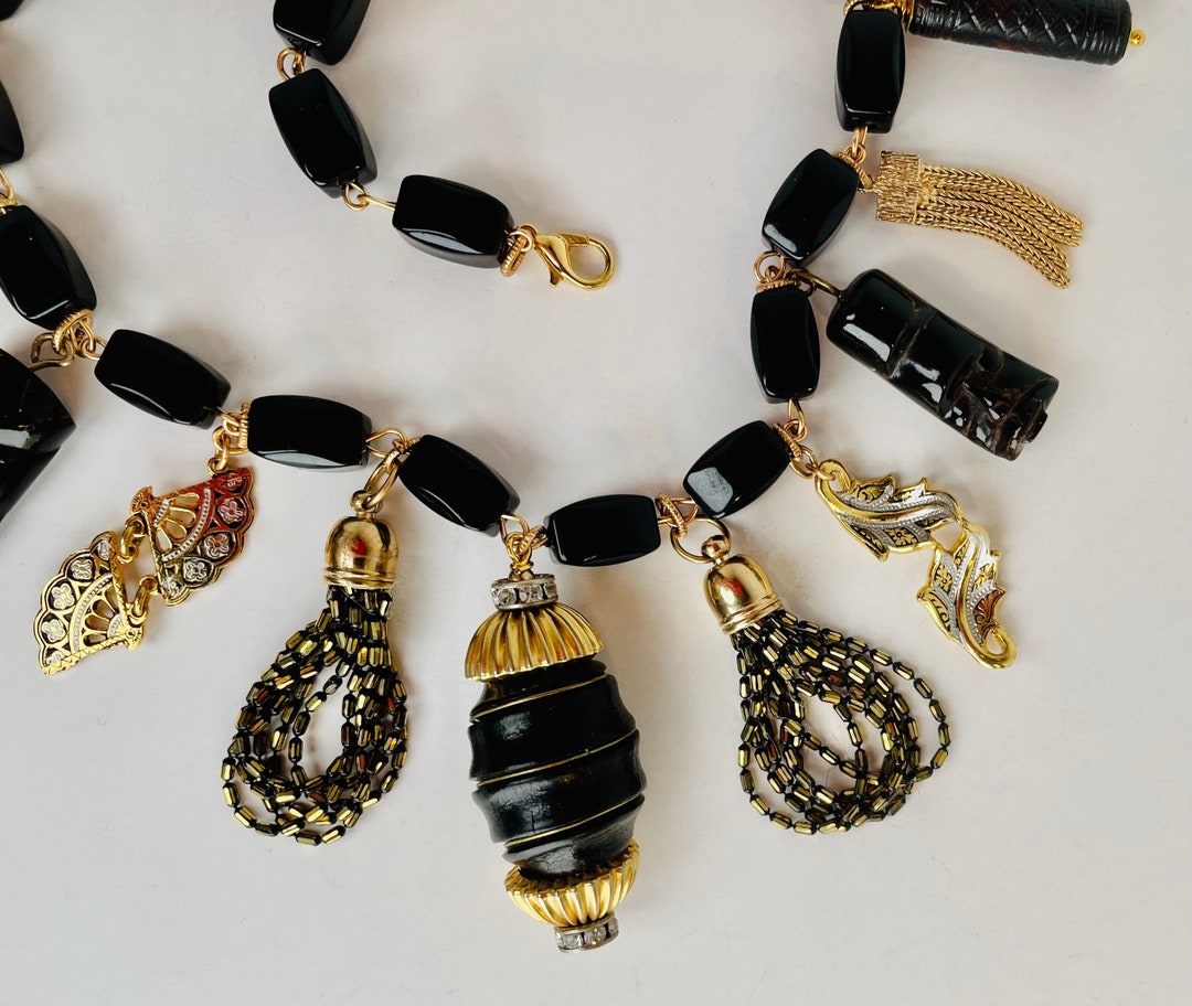 WEIMAR CABARET Black and Gold With Very Vintage Twisty Bead, Bespoke ...