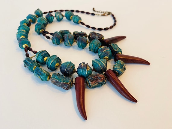 ISLAND TRIBE Azure Papier-maché Beads Colored Stone Claws | Etsy