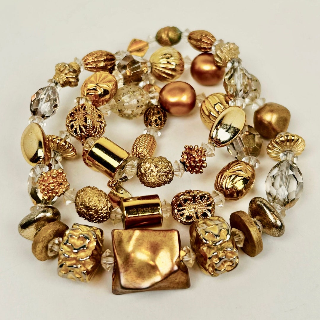ROCKS ALL GOLD Golden Vintage Beads in Metal, Glass, Wood, and Resin ...