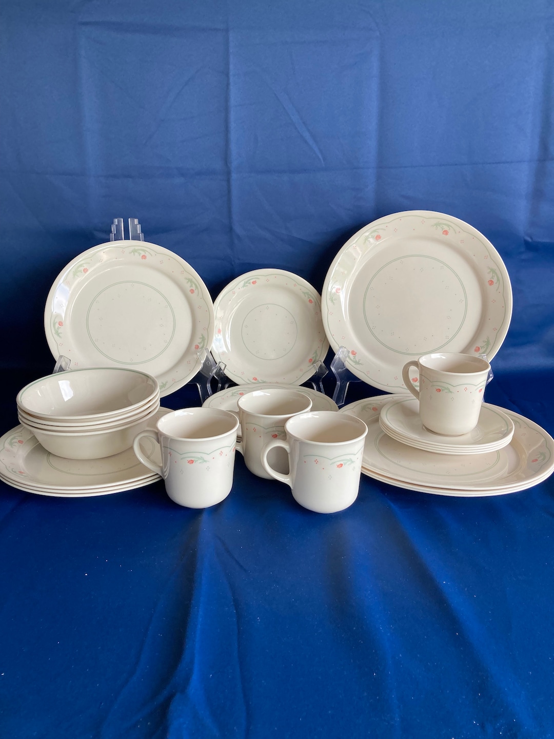 24 Piece Set of Corelle Calico Rose Dinnerware, Service for 4 - Etsy