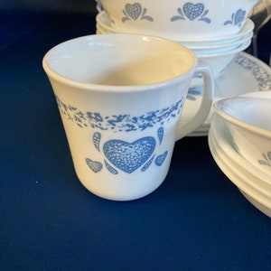 24 Piece Corelle Blue Hearts Dinnerware Set Service for 4 - Etsy