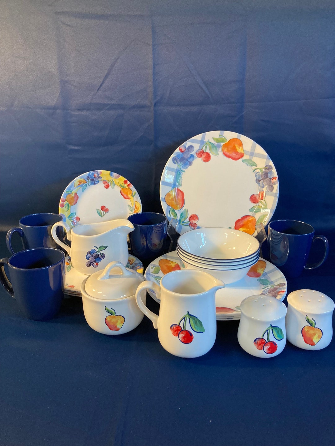 22 Piece Corelle Fruit Basket and Fruit Too Dinnerware Set, Service for ...